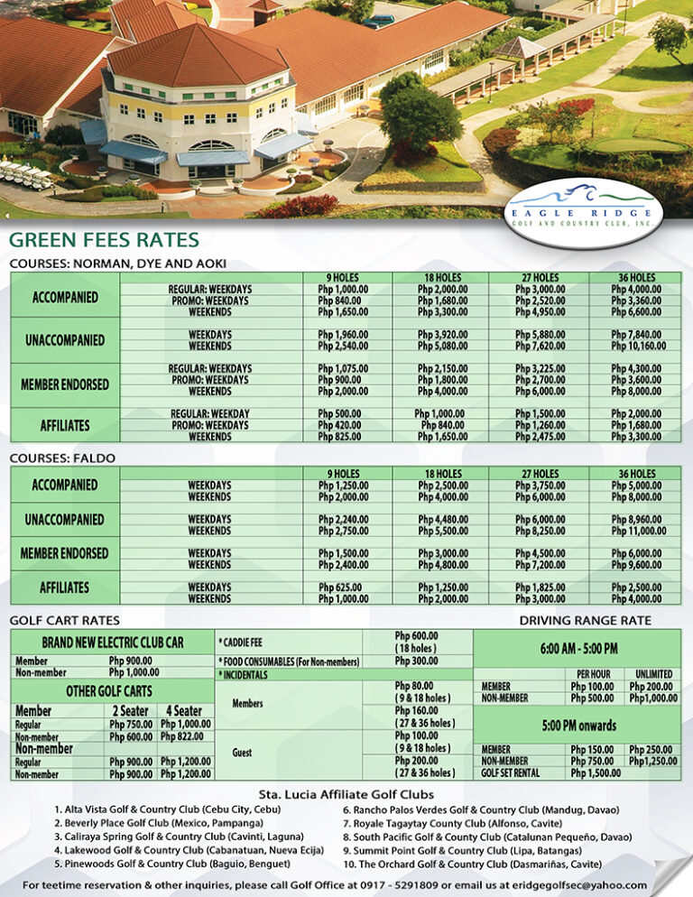 Golf Rates - Eagle Ridge