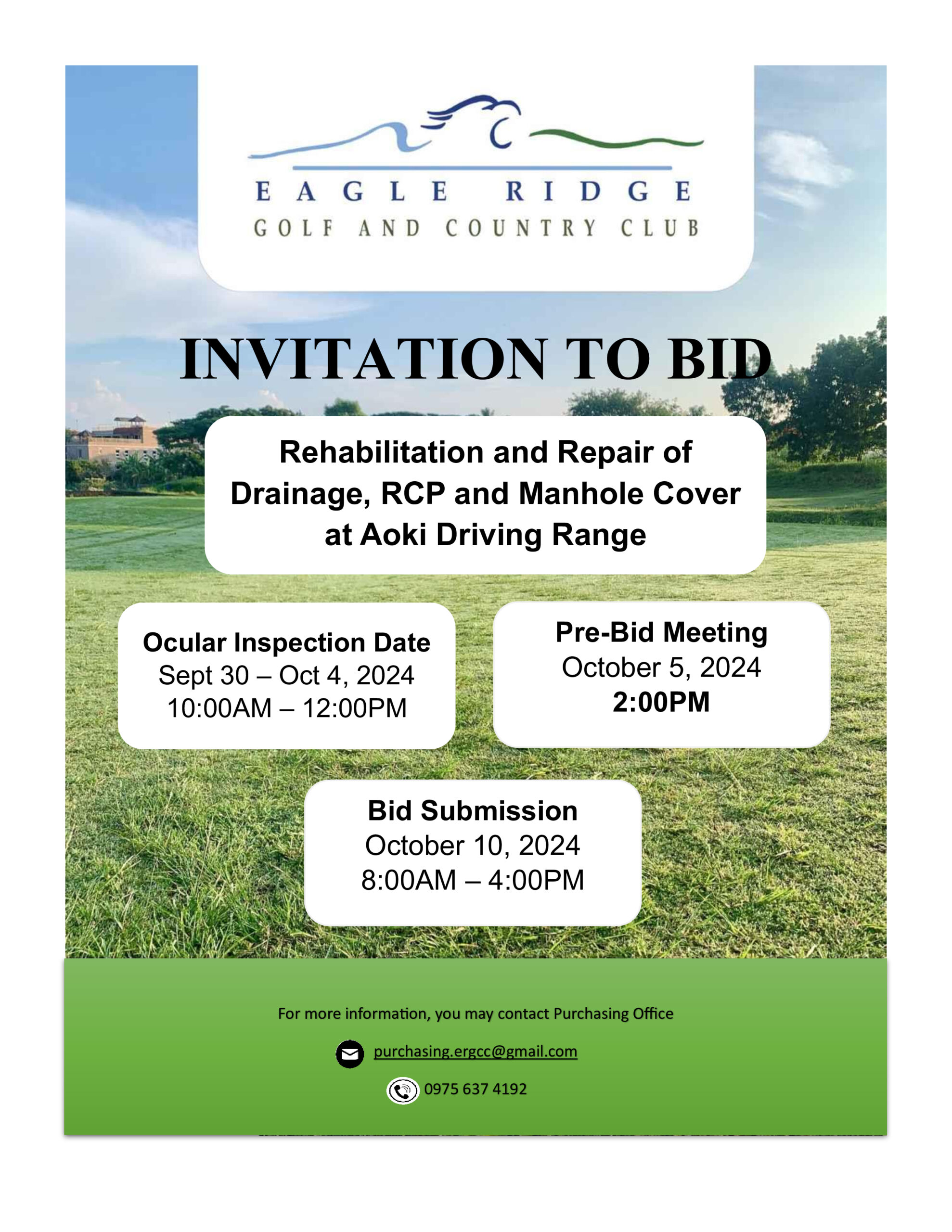 INVITATION TO BID Repair of Drainage at aoki driving range - Eagle Ridge