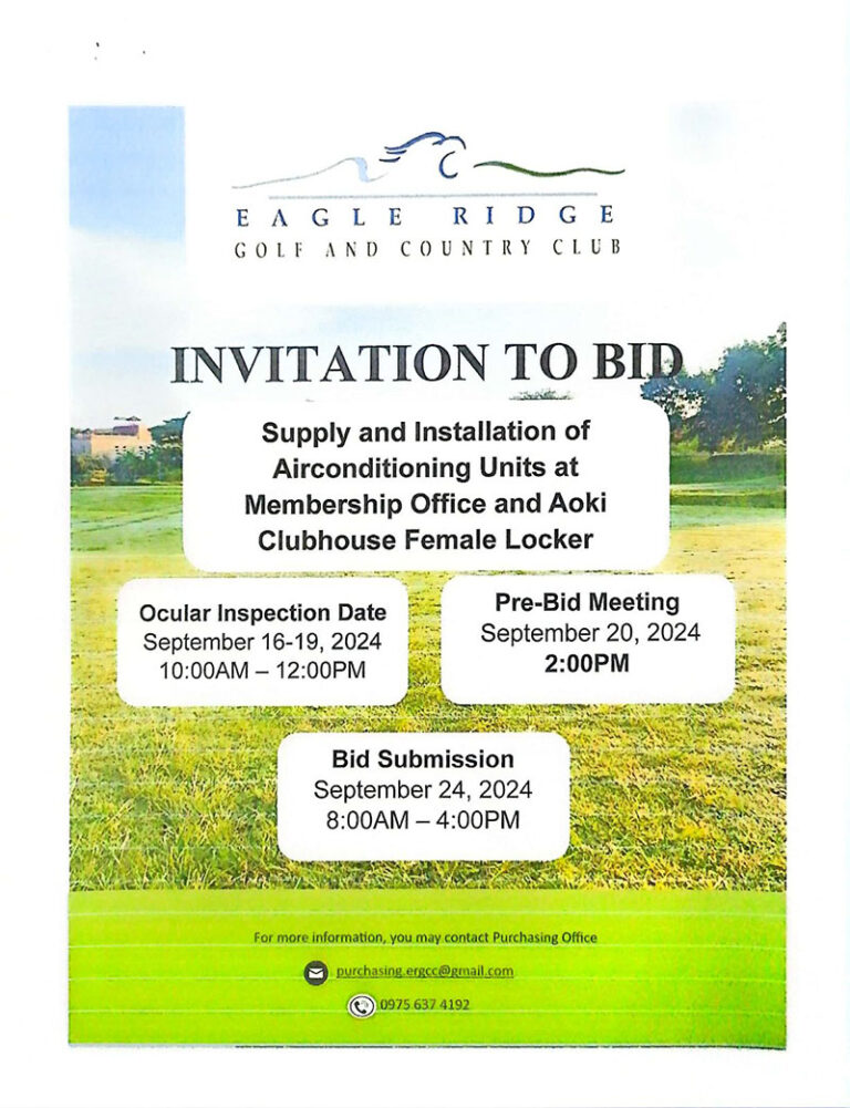 INVITATION BID Supply & Installation Of Airconditioning Units - Eagle Ridge